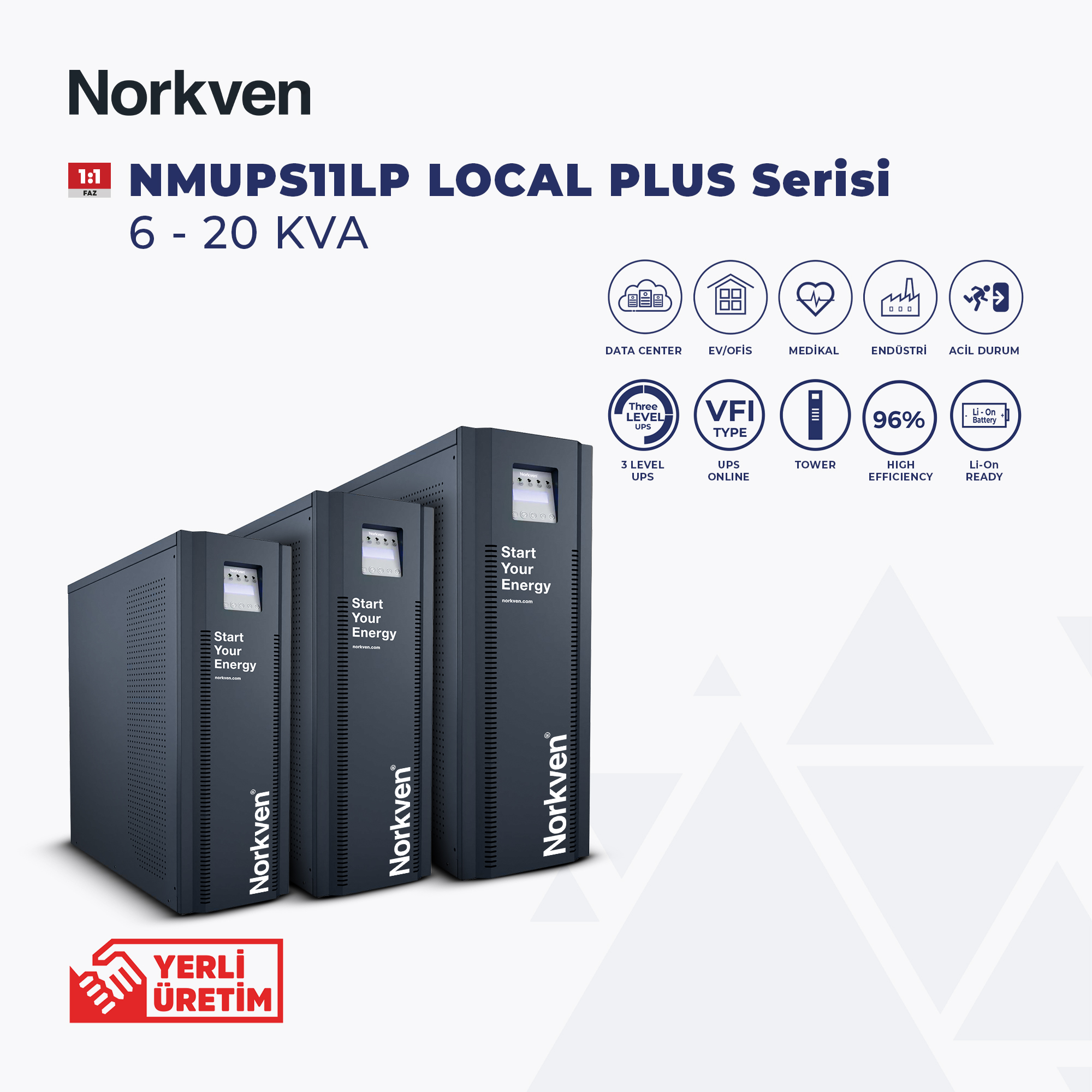 6 - 20 kVA UPS | Kesintisiz Güç Kaynağı | Norkven Enerji